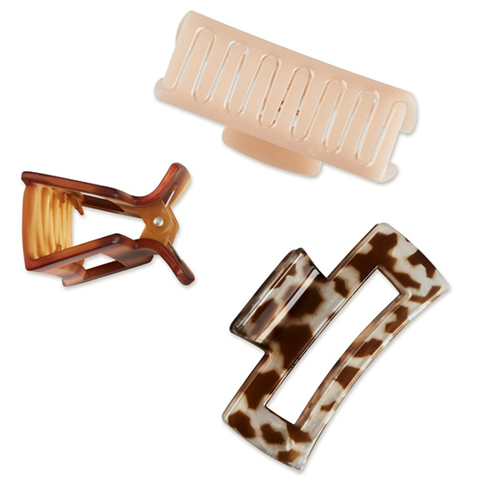 Open Cut Rectangle Claw Clips 3pk